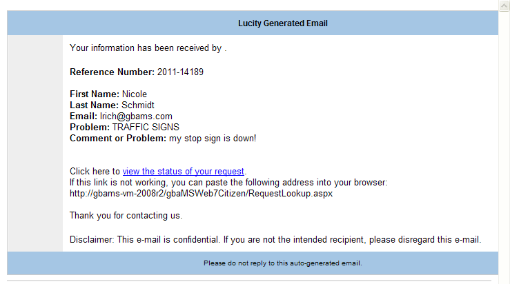 Email Copy of Request