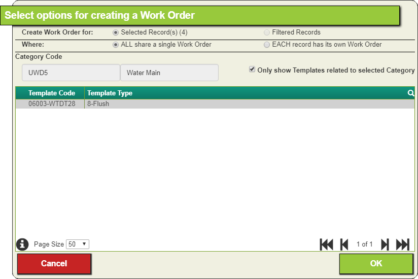Create Work Order from Map