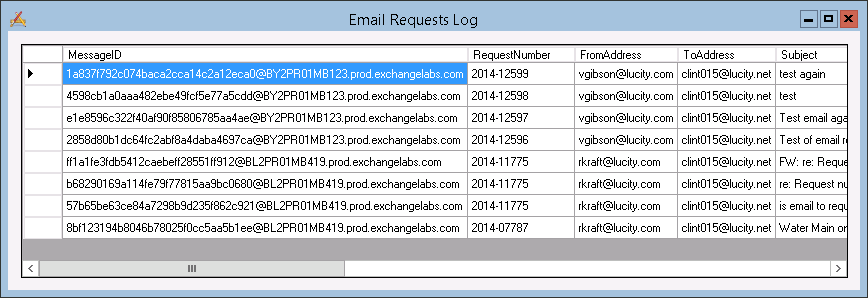 View Email Request Log