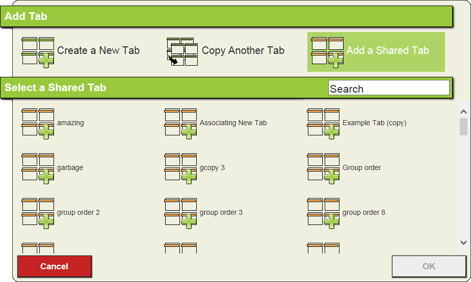 Dashboard Tabs Setup
